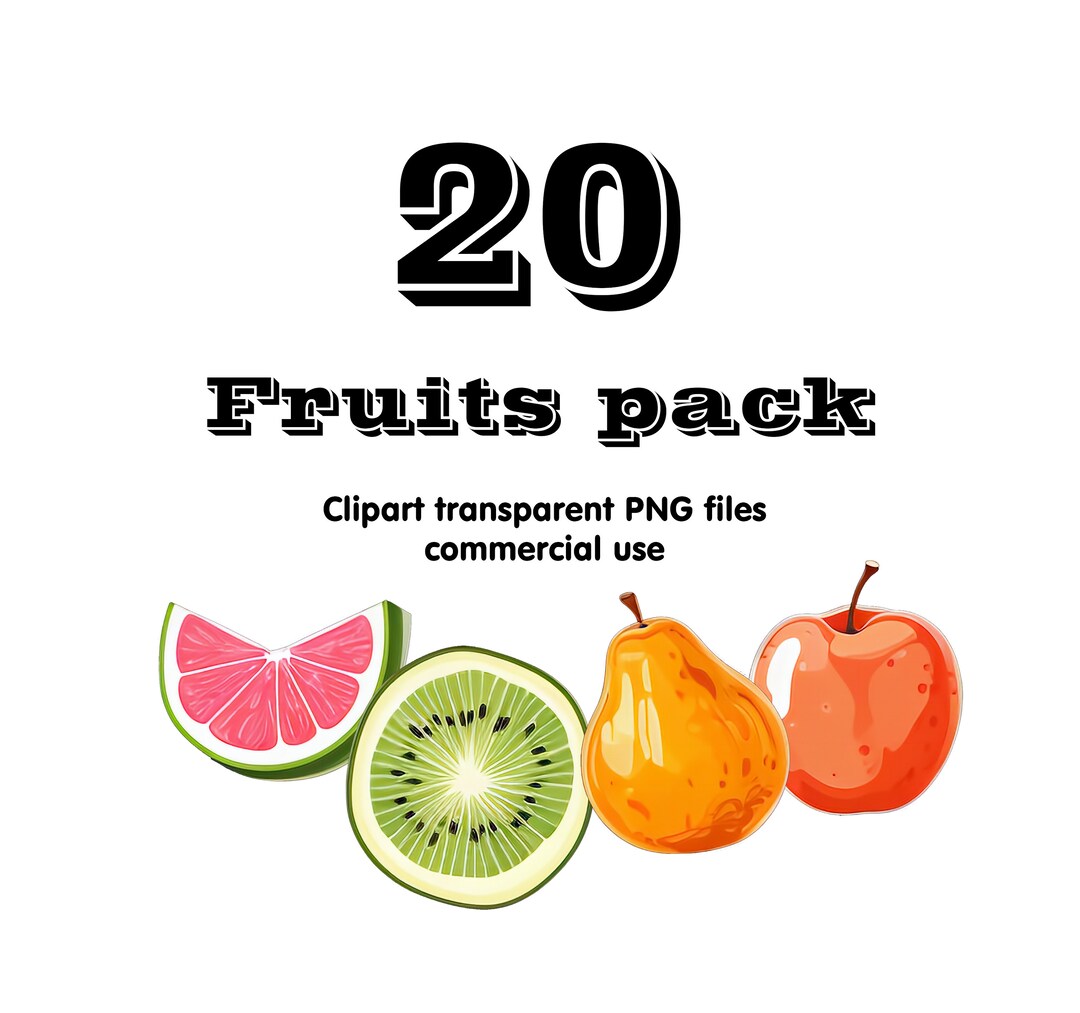 Fruits Clipart Pack of 20 - Etsy