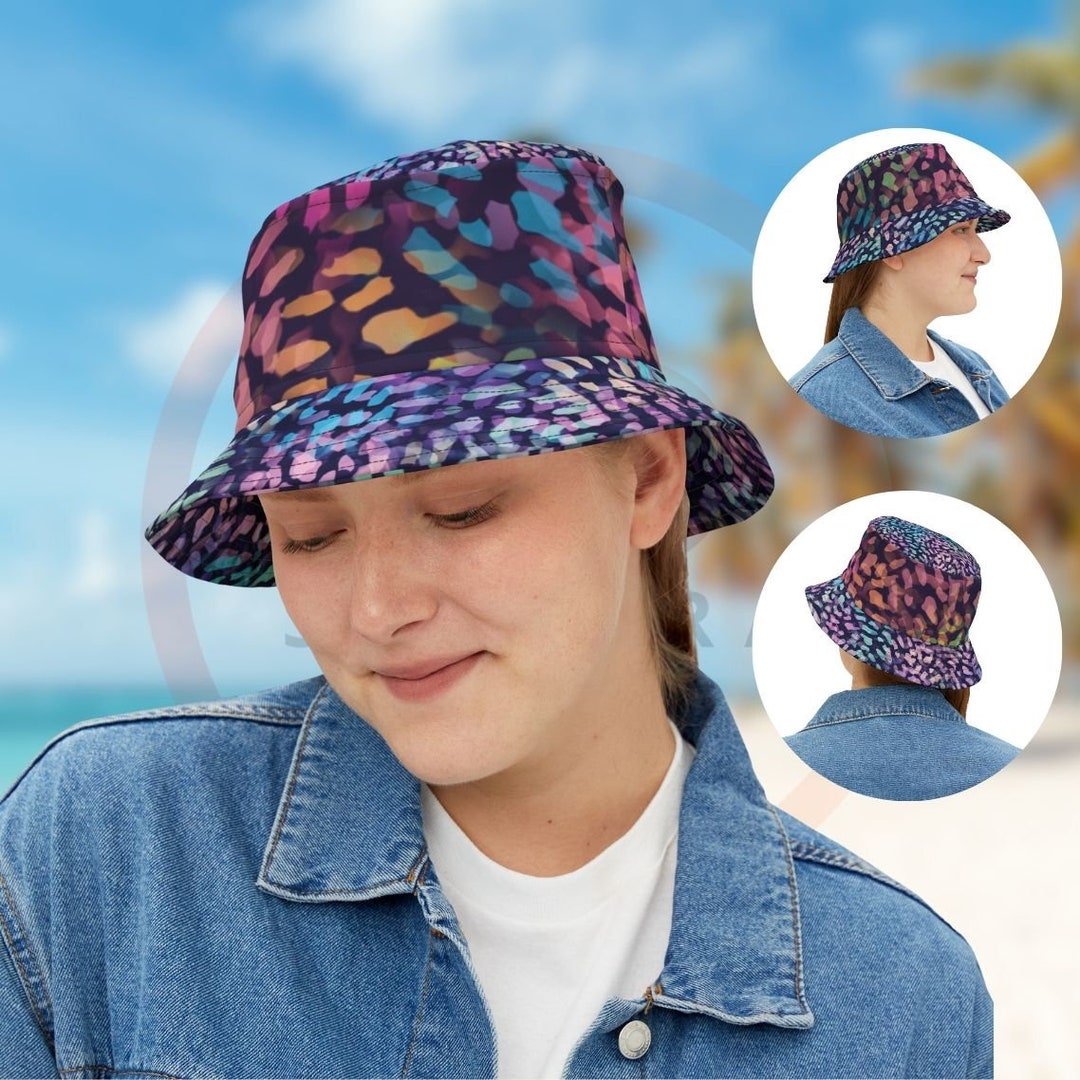 Holographic Design Rainbow Color Design Bucket Hat AOP, Vibrant Color ...