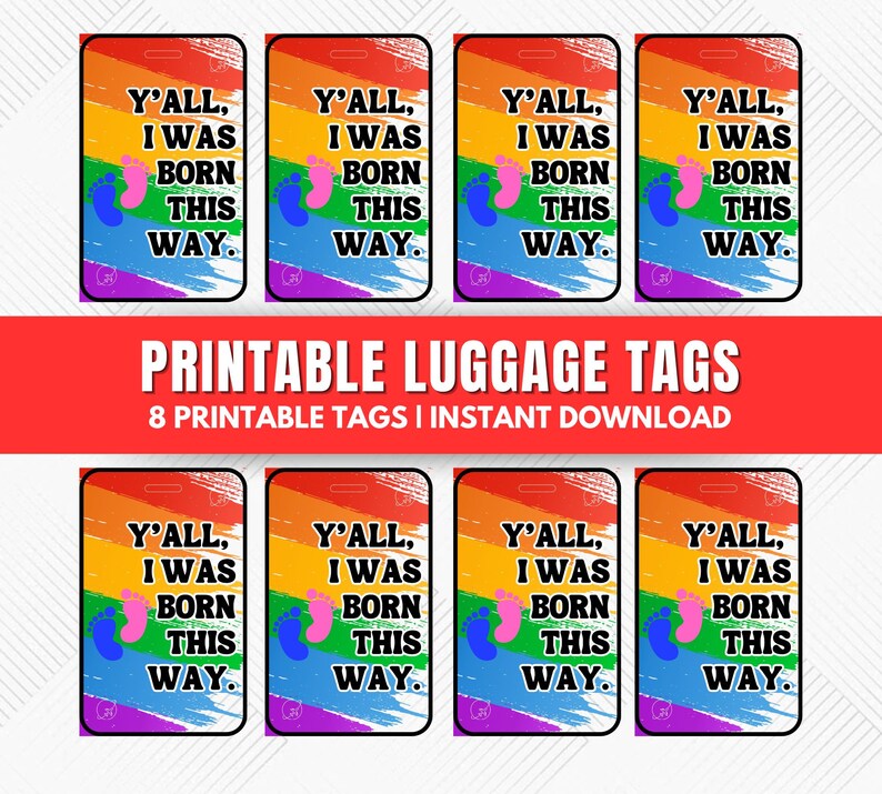 LGBTQIA Pride Printable Luggage Tags, Identity Rainbow Colorful Digital ...