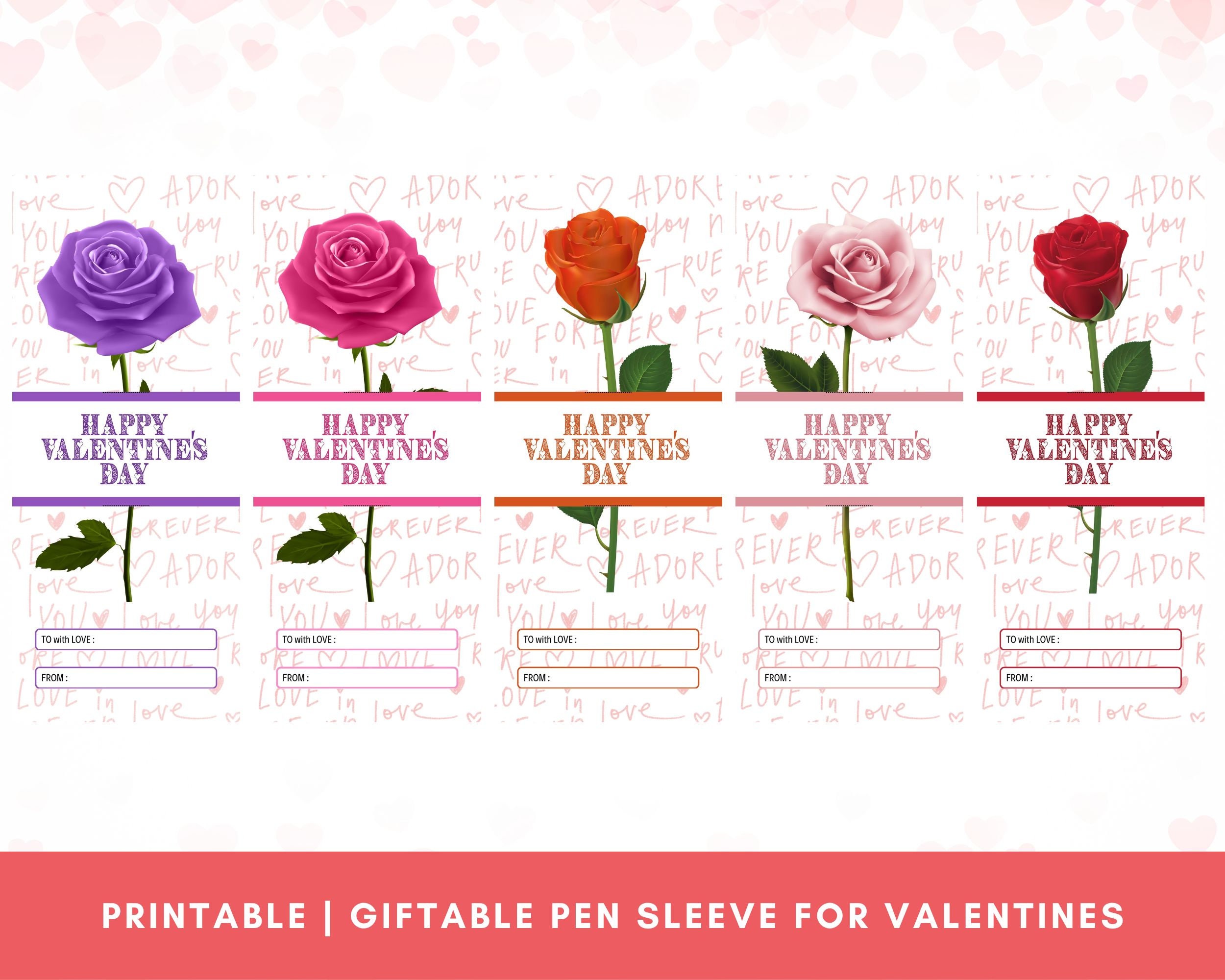 Printable Pen Sleeve Ballpen Holder Pen Gift Label Valentine's Giveaway ...
