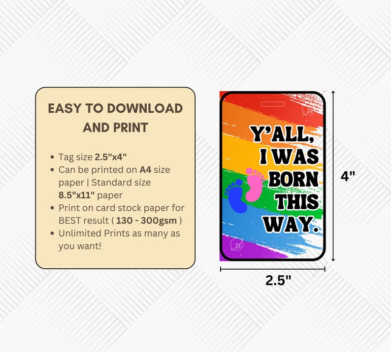 LGBTQIA Pride Printable Luggage Tags, Identity Rainbow Colorful Digital ...