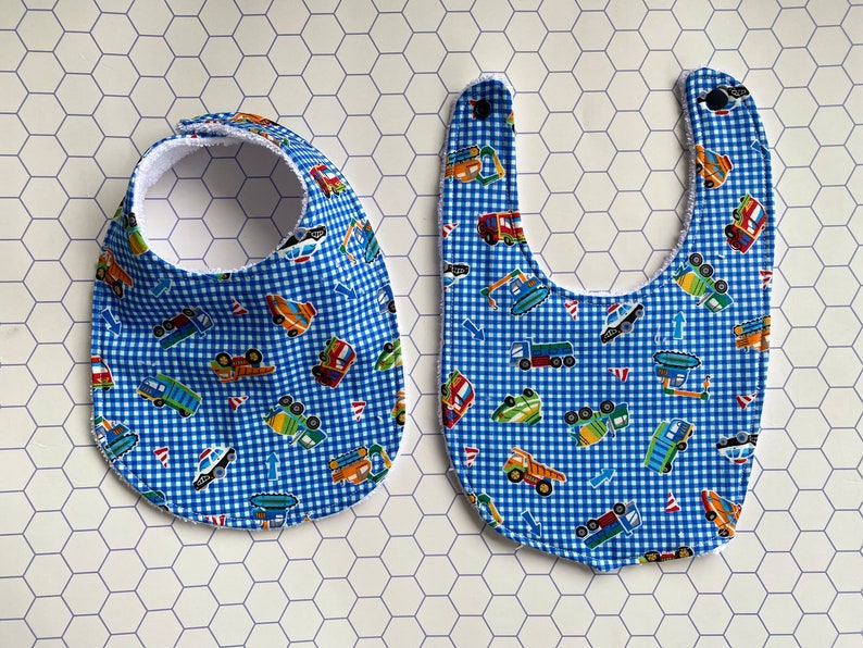Baby Bib - Blue Trucks - Etsy