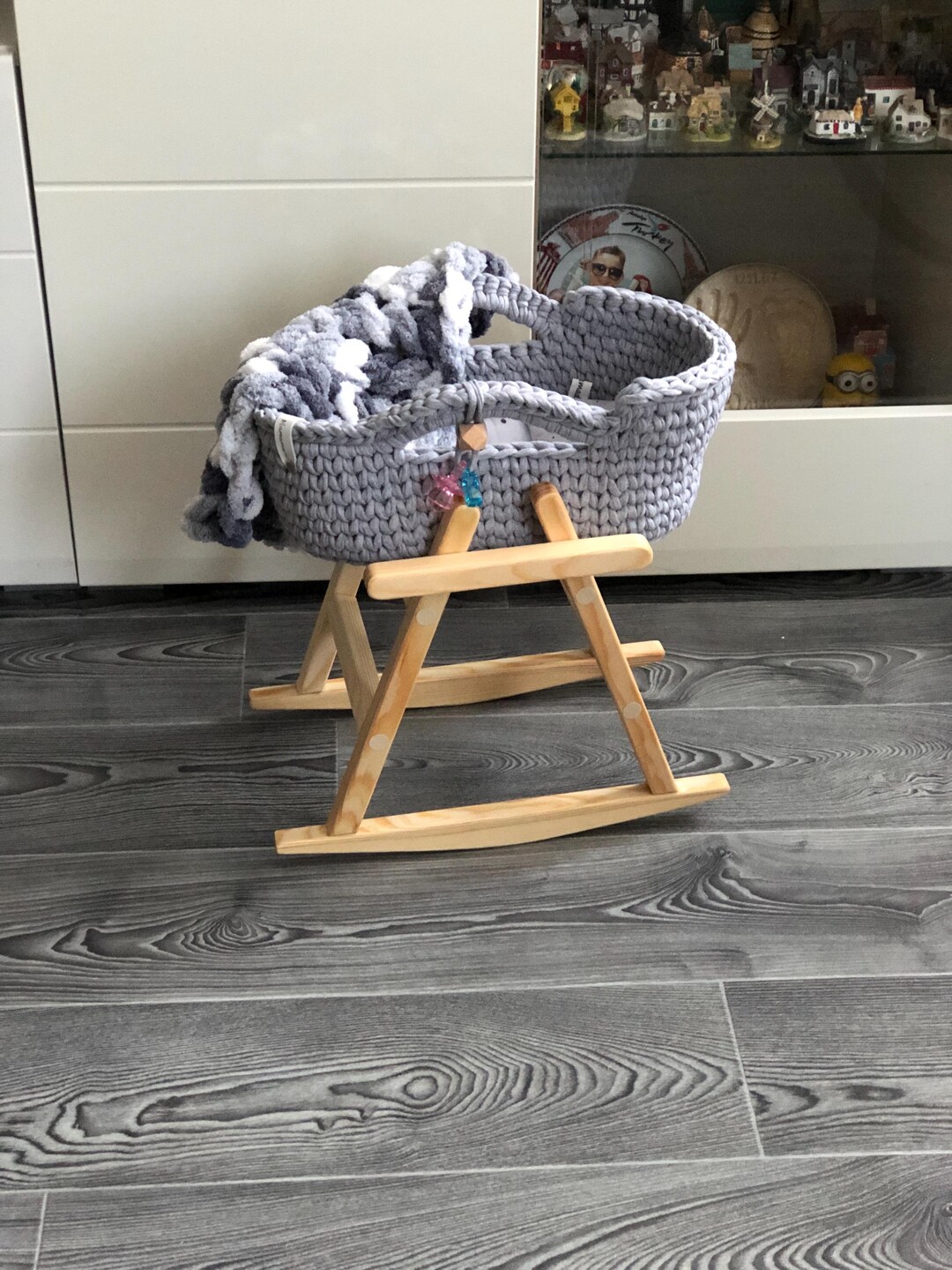 Doll Cradle Toy Carrier Crib Boho Kids Furniture Doll Cradle With Hood ...