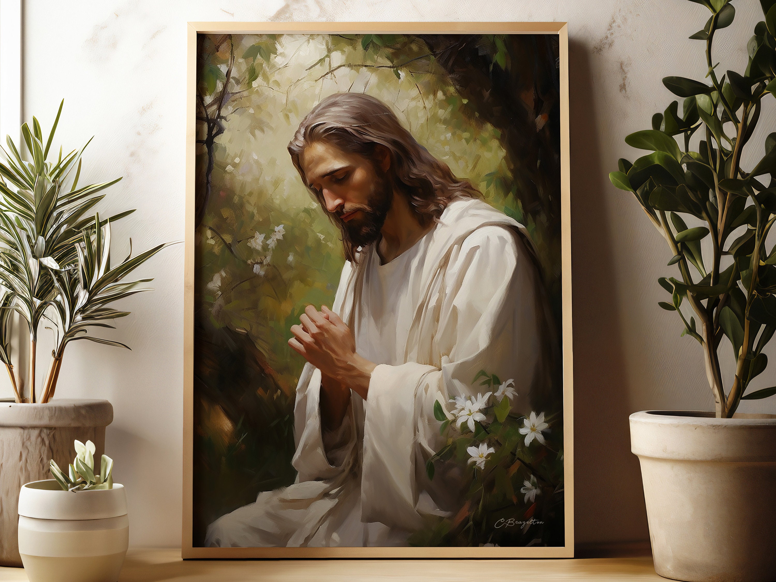 Jesus Prays #5 | Digital Download | Jesus Wall Art | Come Unto Me | the ...