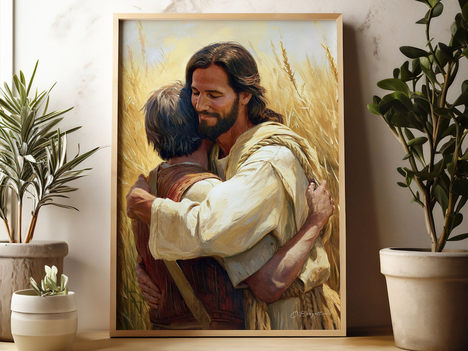 He Heard My Cry Digital Download Jesus Christ Hugging Man Bible Art ...