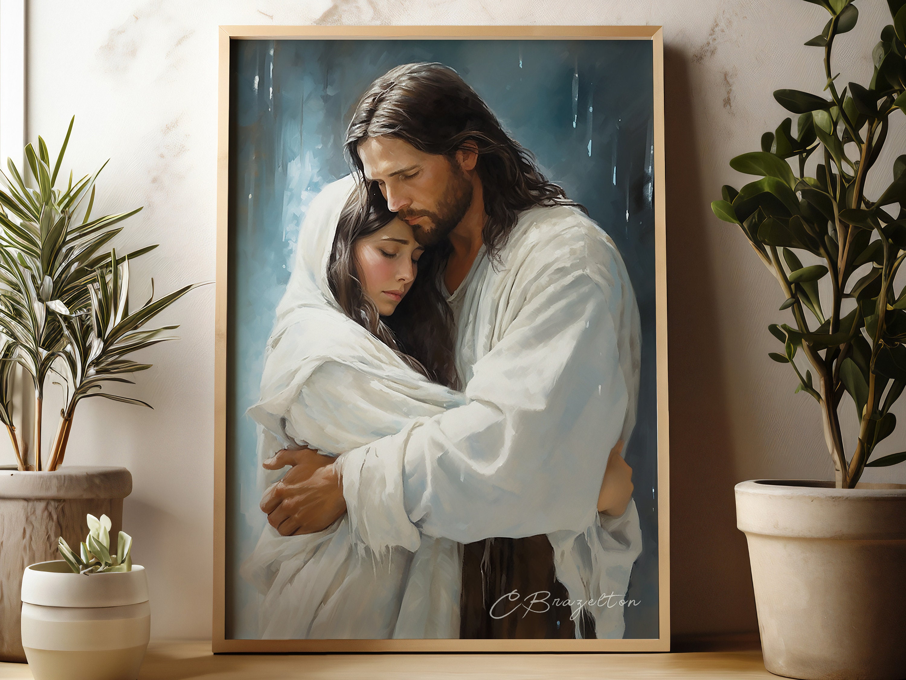 Comfort in the Cold Digital Download Jesus Christ Comforting Bible Art ...