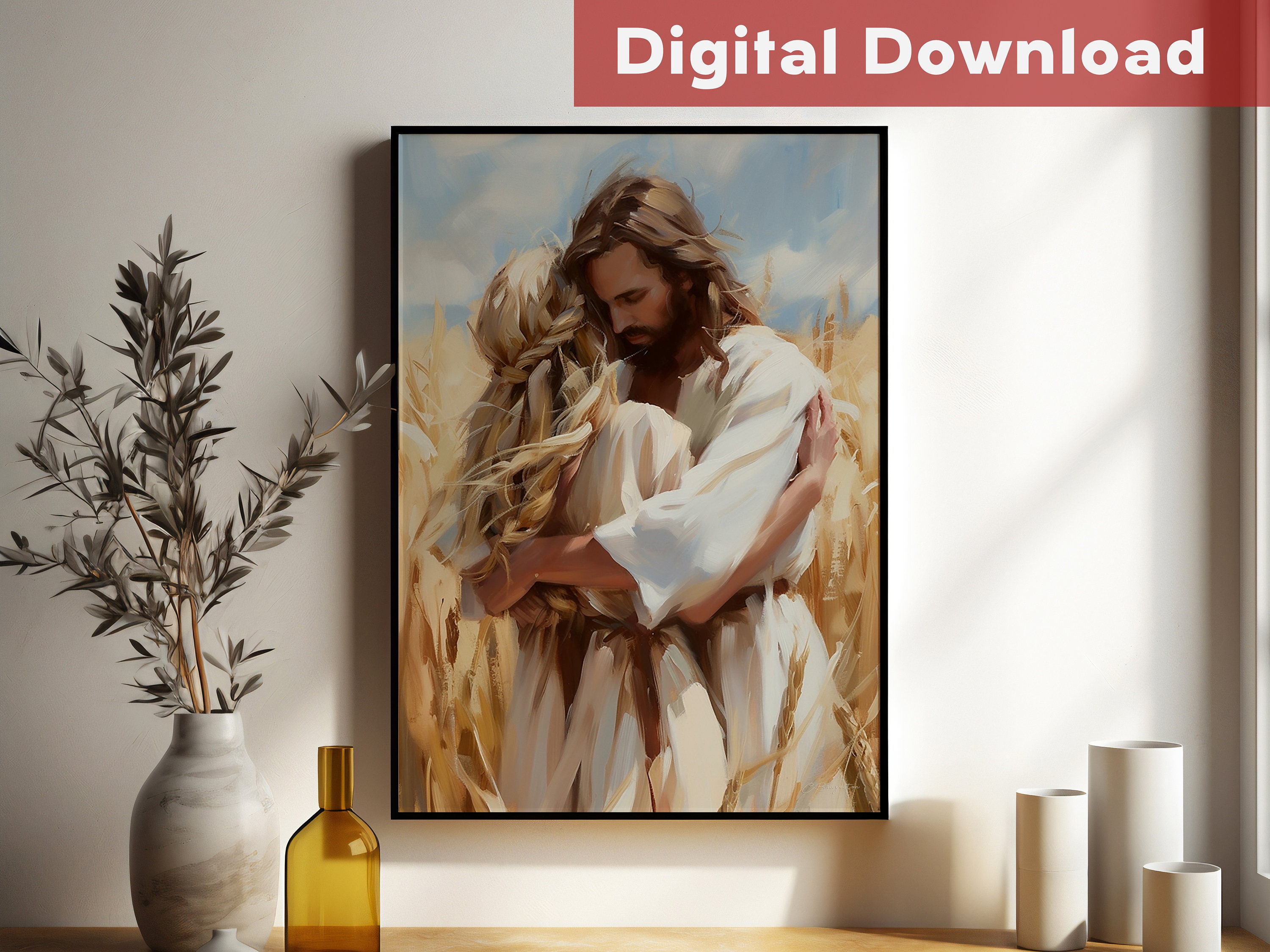 Healing Embrace blonde Digital Download Jesus Embracing Woman Christian ...