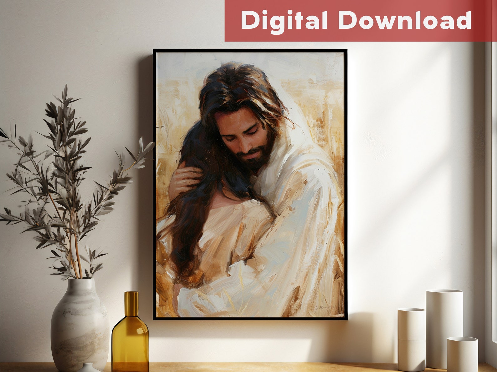 Healing Embrace | Digital Download | Jesus Embracing Woman | Christian ...