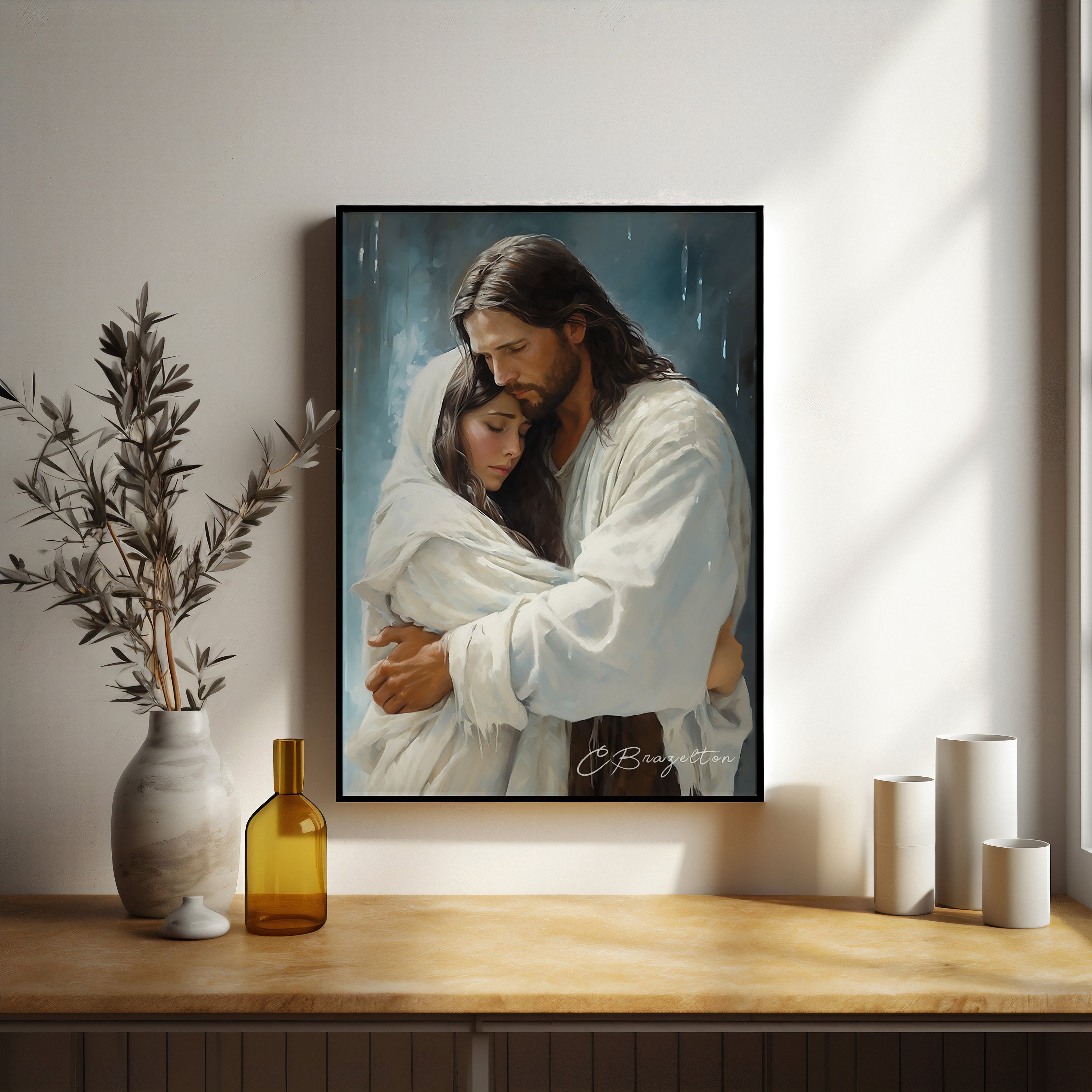 Comfort in the Cold Digital Download Jesus Christ Comforting Bible Art ...