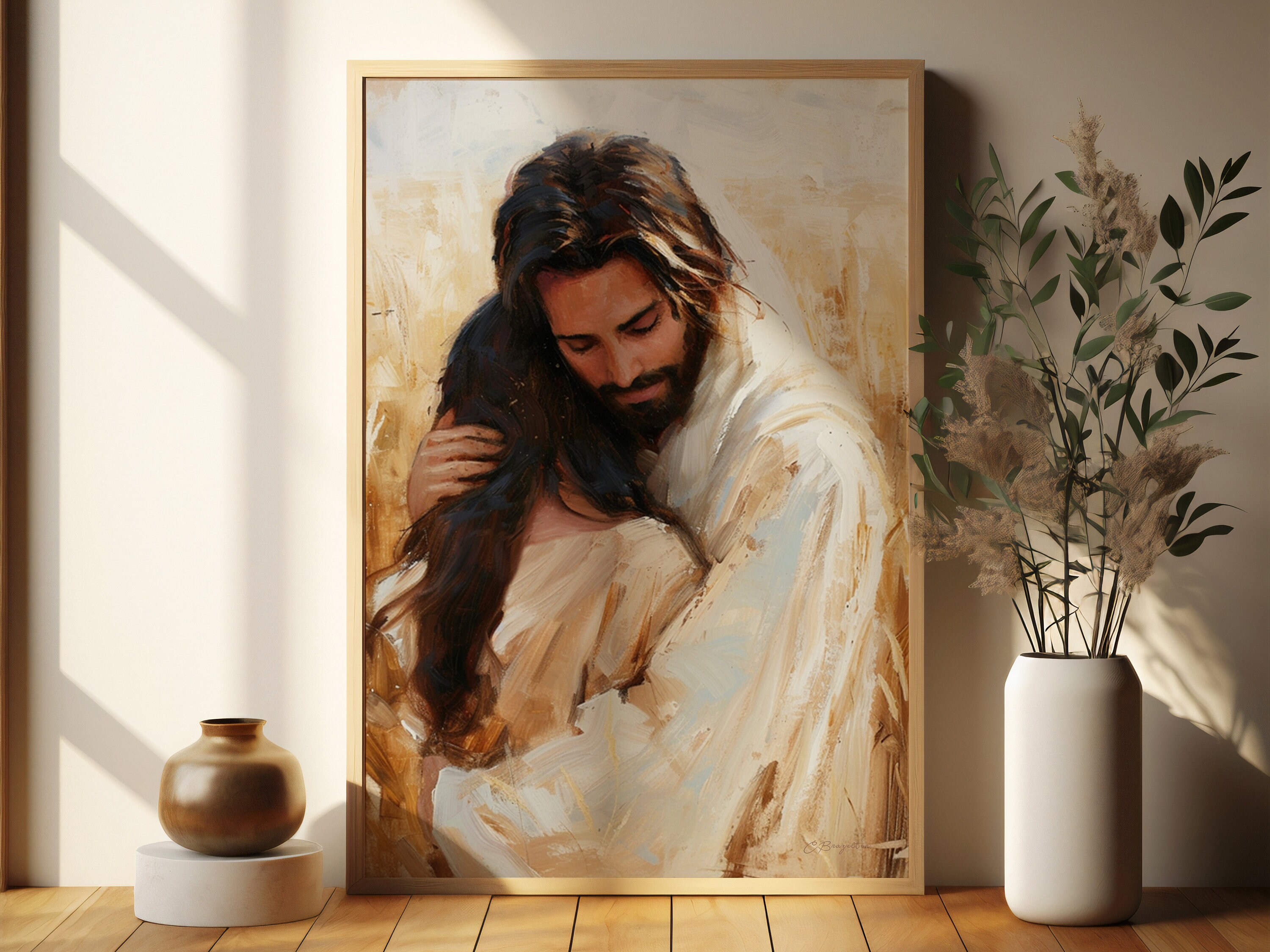 Healing Embrace | Digital Download | Jesus Embracing Woman | Christian ...