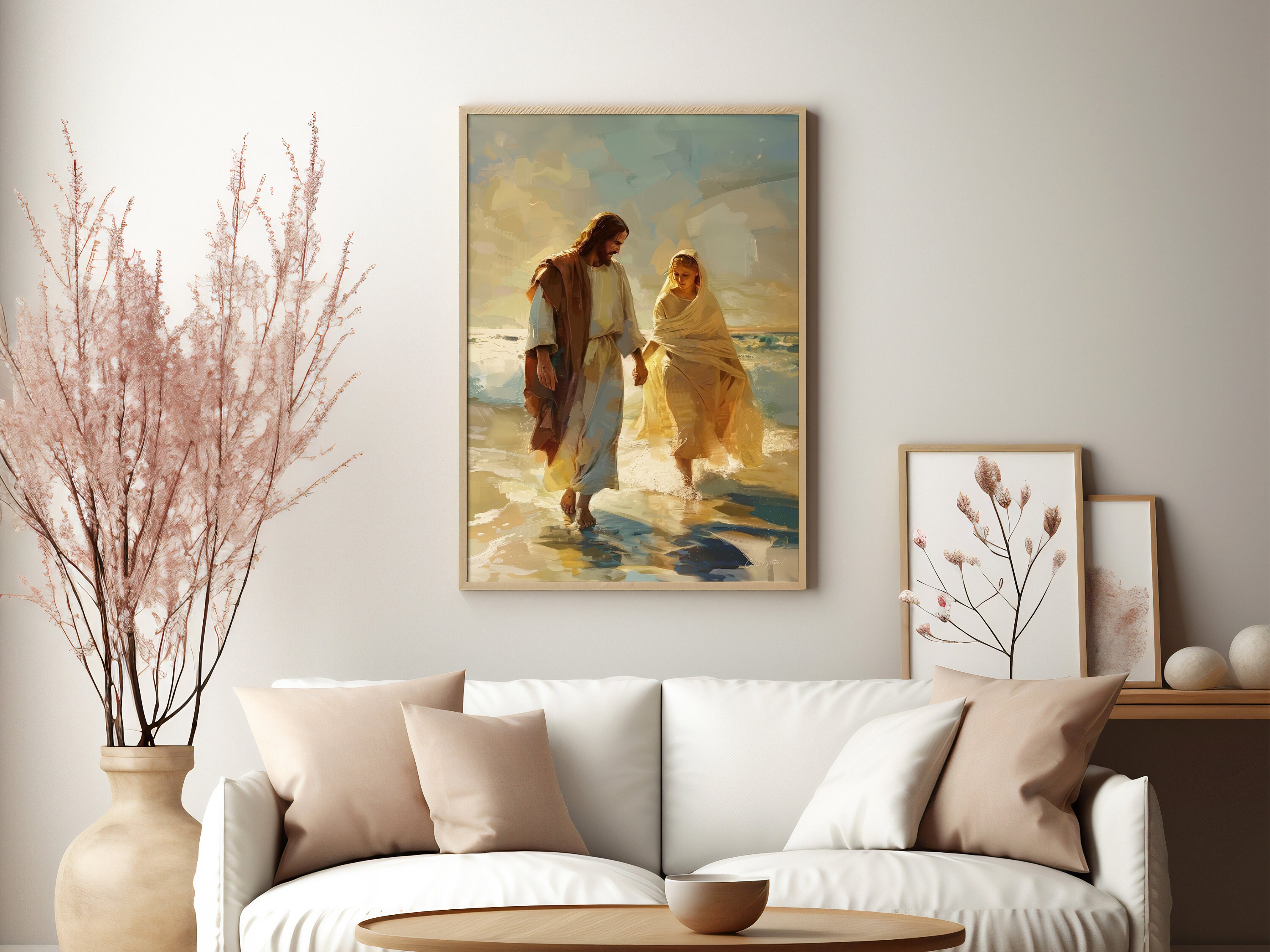 Walk by Faith Digital Download Jesus Christ Walking With Girl Bible Art ...