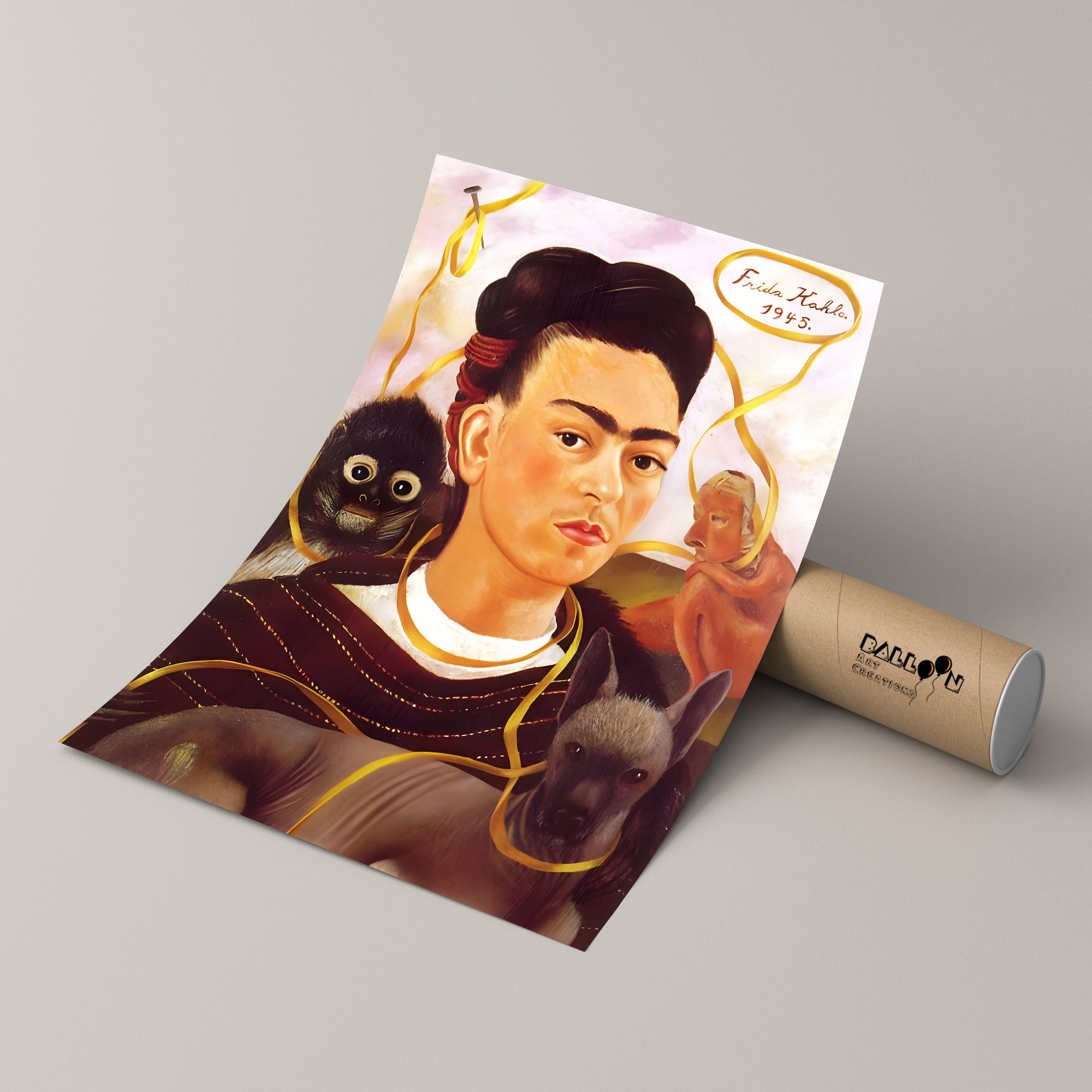 Frida Kahlo, Autorretrato Con Changuito, 1945, Frida Kahlo Print ...