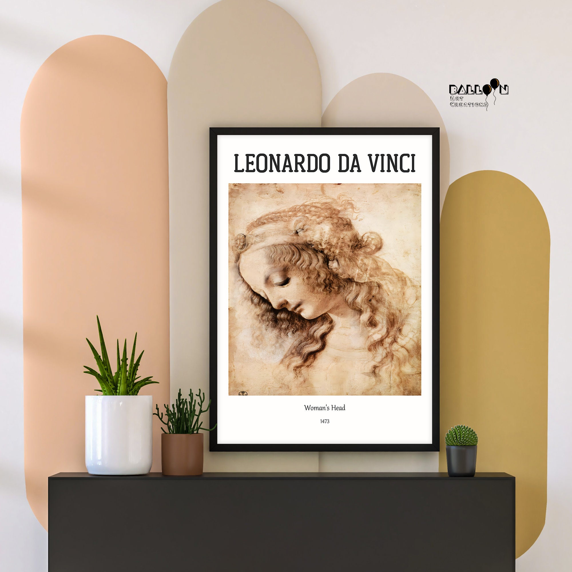 Leonardo Da Vinci, Woman's Head, 1473, Da Vinci Print, Famous Paintings ...