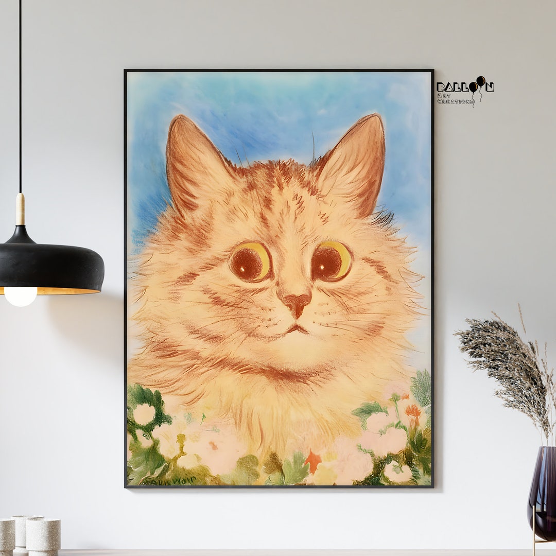 Louis Wain, Ginger Flower Cat, Louis Wain Cat Poster, Illustration ...
