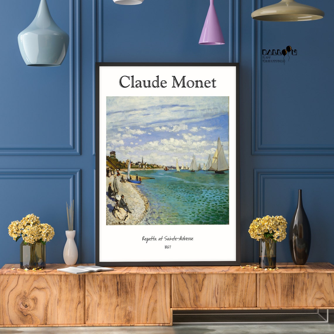 Claude Monet, Regatta at Sainte-adresse, 1867, Claude Monet Poster, Sea ...