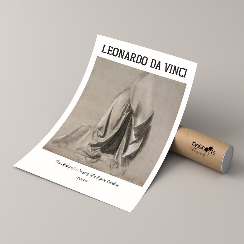 Leonardo Da Vinci, the Study of a Drapery of a Figure Kneeling, 1472 ...