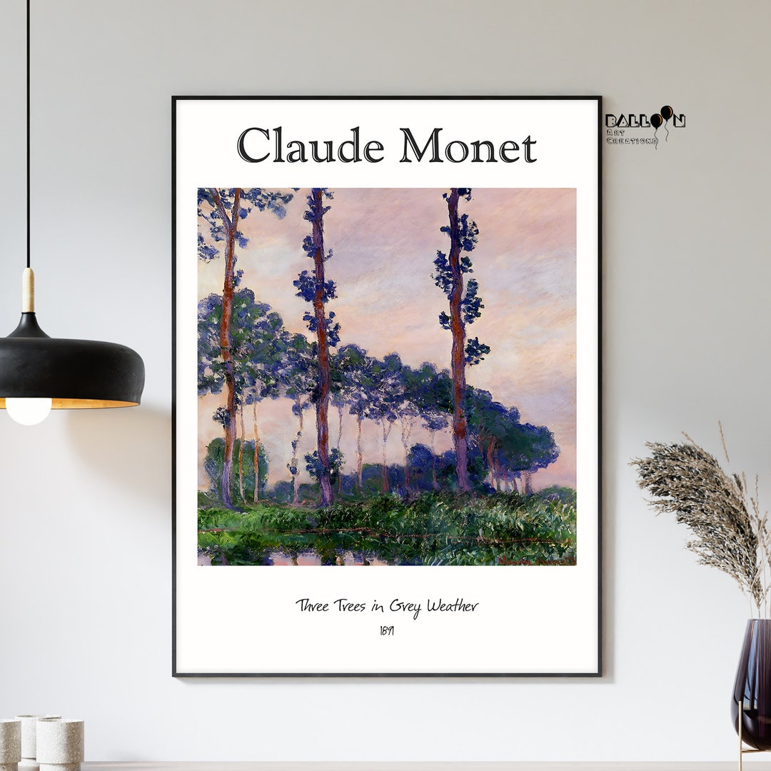 Claude Monet, Three Trees in Grey Weather, 1891, Claude Monet Print ...
