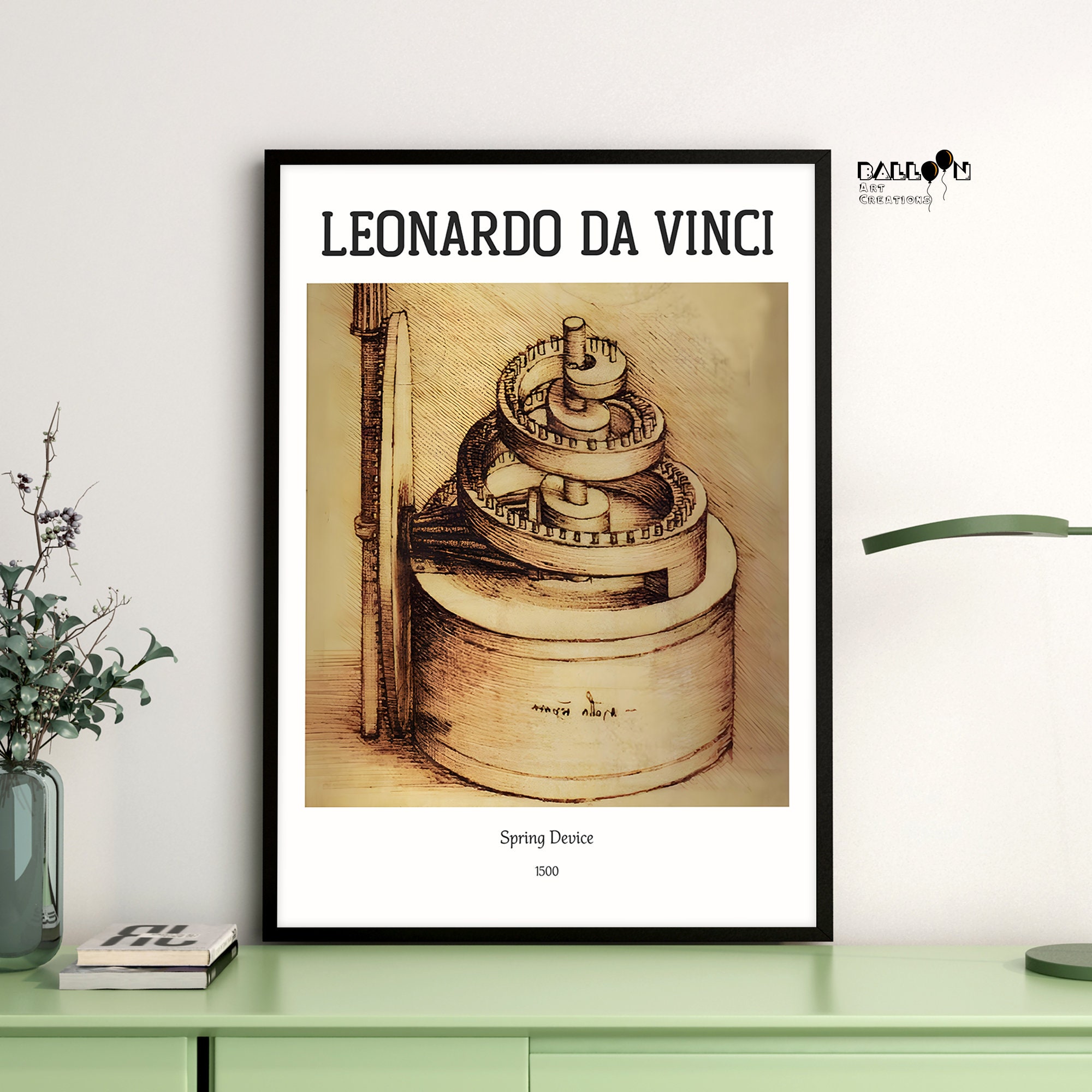 Leonardo Da Vinci, Spring Device, 1500, Da Vinci Poster, Renaissance ...