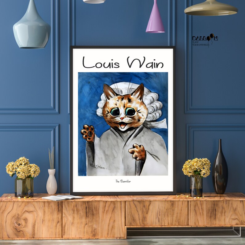 Louis Wain, the Barrister, Louis Wain Cat Poster, Home Wall Art, Animal ...