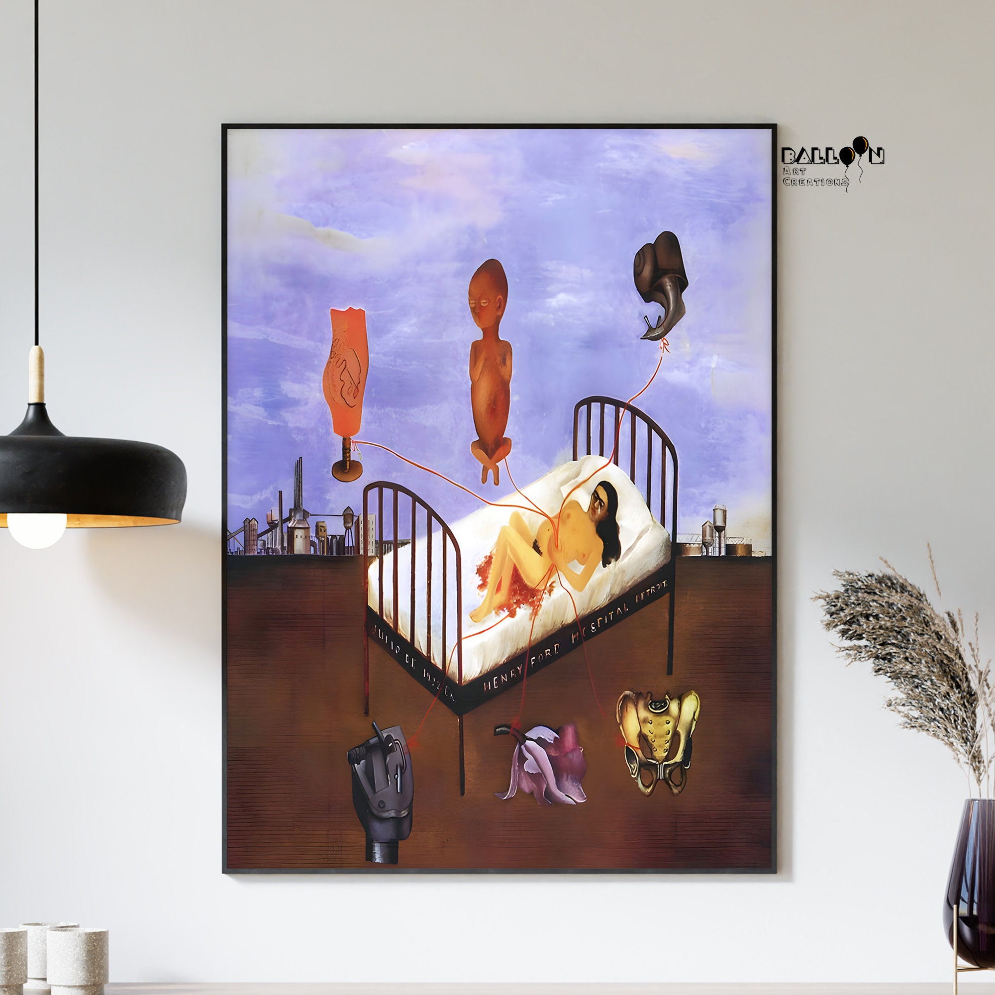 Frida Kahlo, Henry Ford Hospital-la Cama Volando, 1932, Frida Kahlo Print, Modern Art Print ...