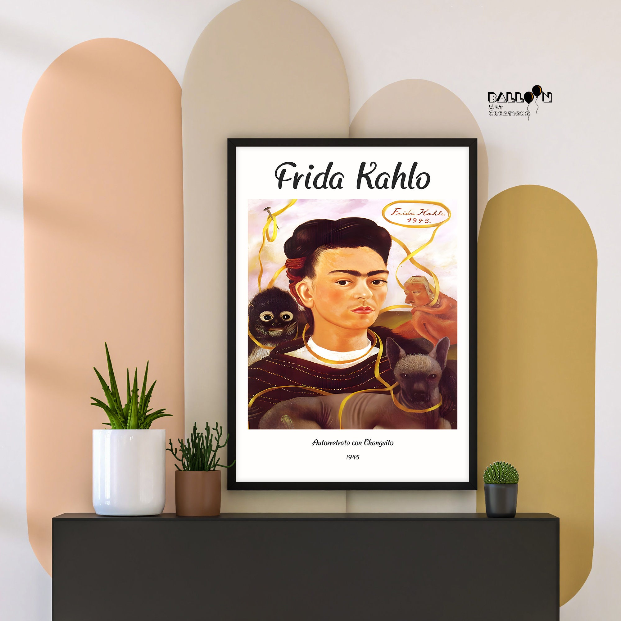 Frida Kahlo, Autorretrato Con Changuito, 1945, Frida Kahlo Print, Home ...