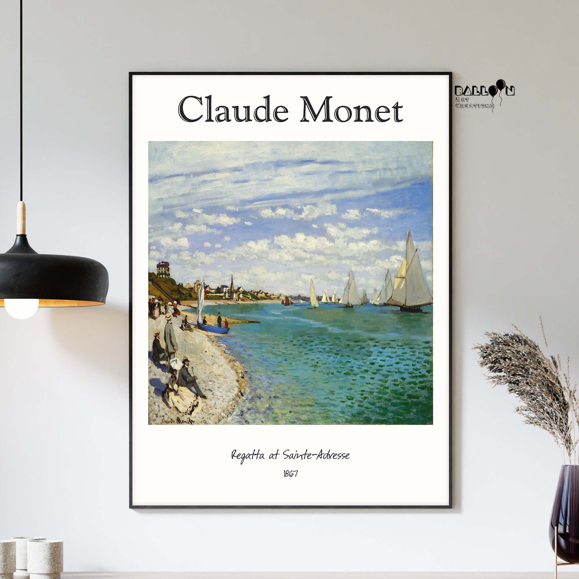 Claude Monet, Regatta at Sainte-adresse, 1867, Claude Monet Poster, Sea ...
