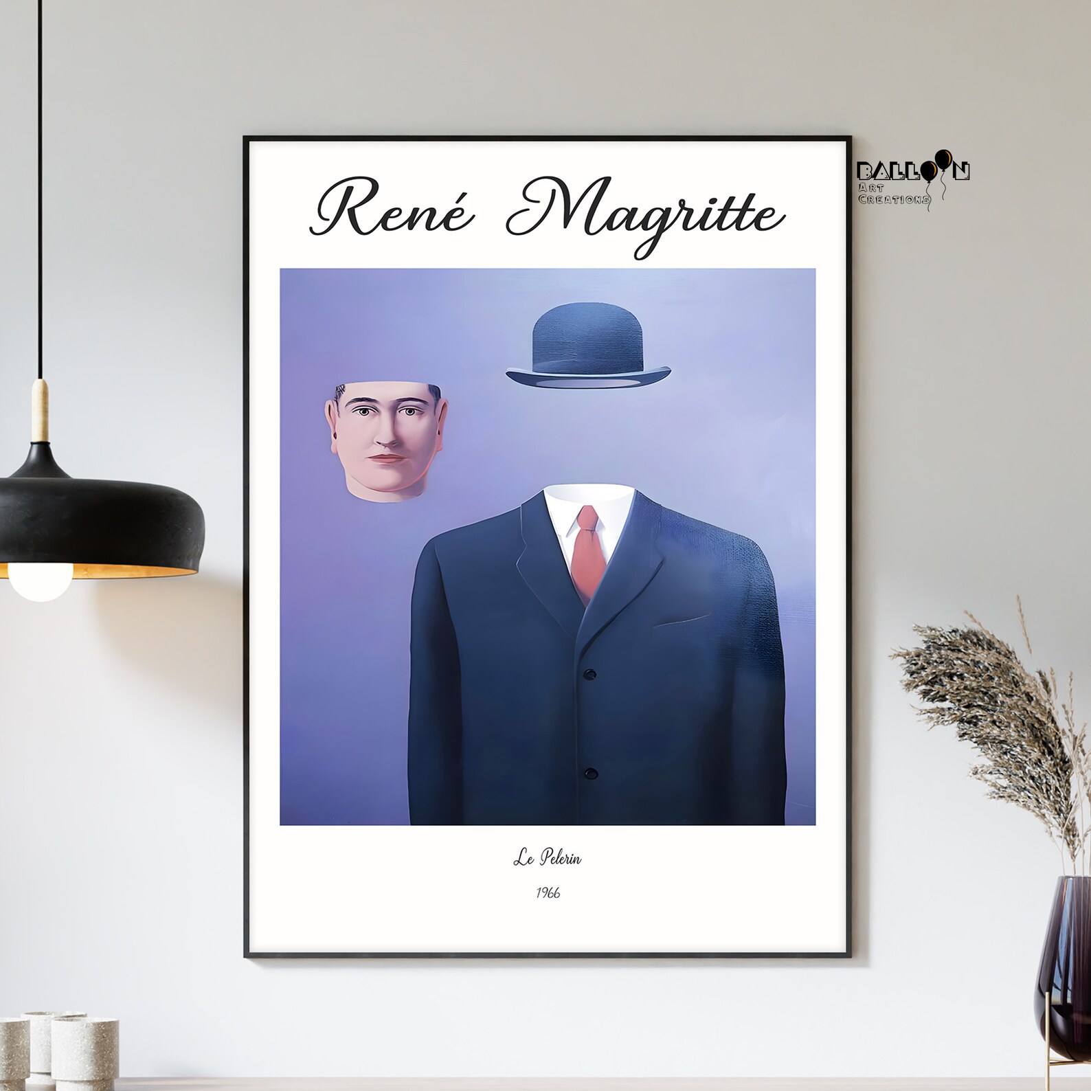 Rene Magritte, Le Pelerin, 1966, Rene Magritte Poster, Surrealism Art ...
