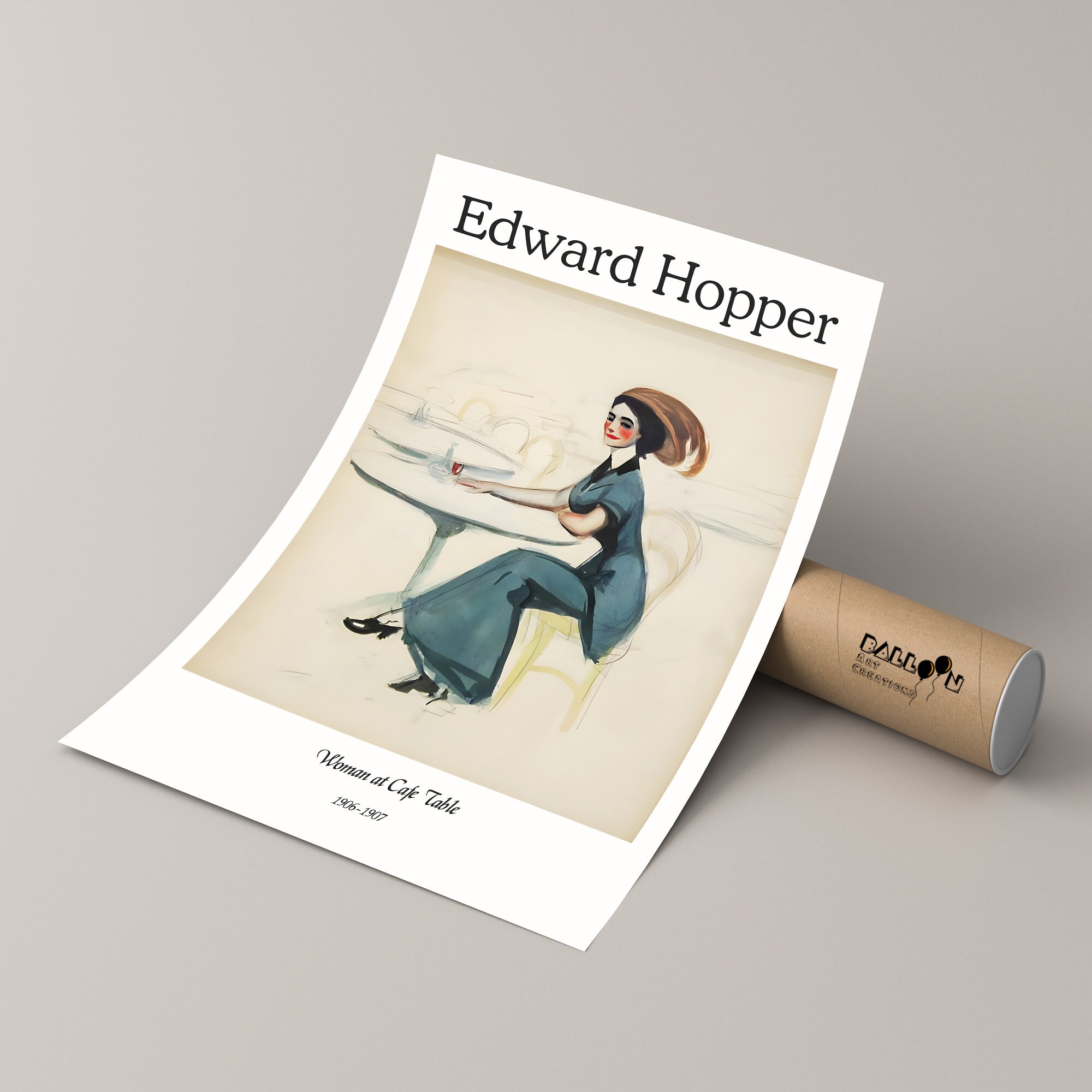 Edward Hopper, Woman at Cafe Table, 1906-1907, Hopper Wall Poster ...