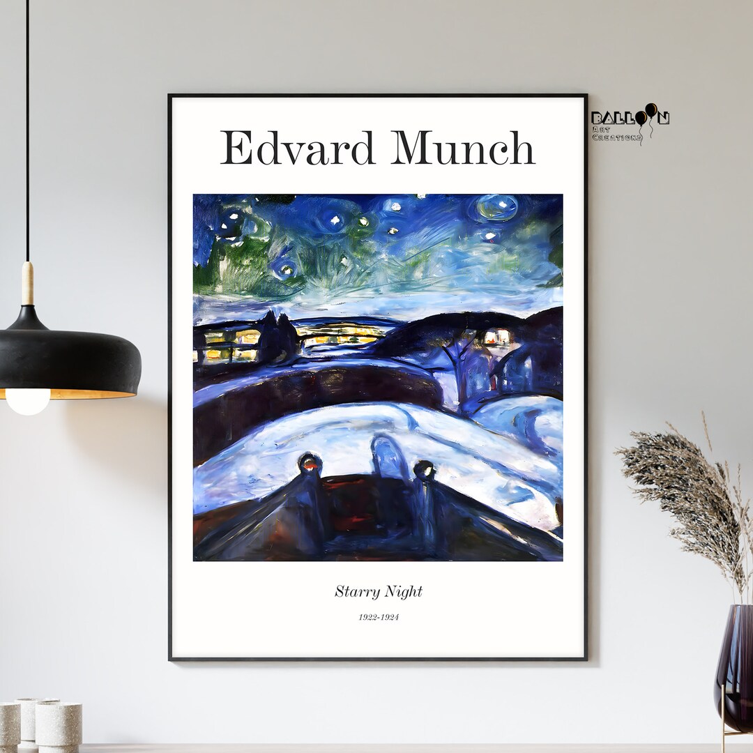 Edvard Munch, Starry Night, 1922-1924, Munch Wall Poster, Museum Print ...