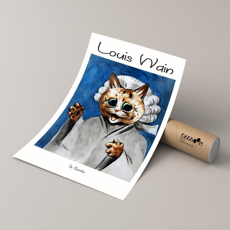 Louis Wain, the Barrister, Louis Wain Cat Poster, Home Wall Art, Animal ...