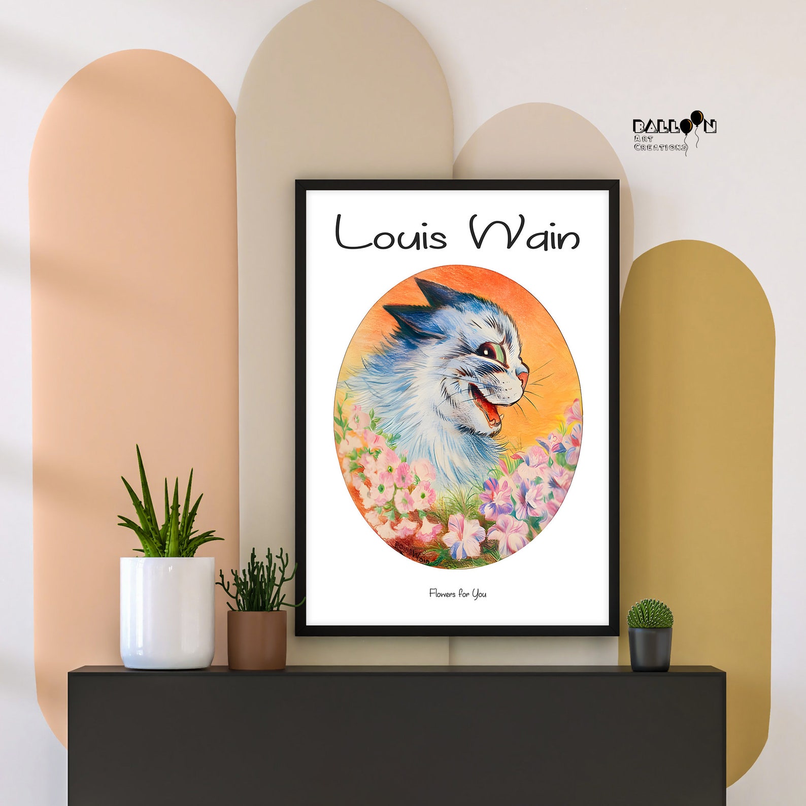 Louis Wain, Flowers for You, Louis Wain Cat Poster, Classic Art Print ...