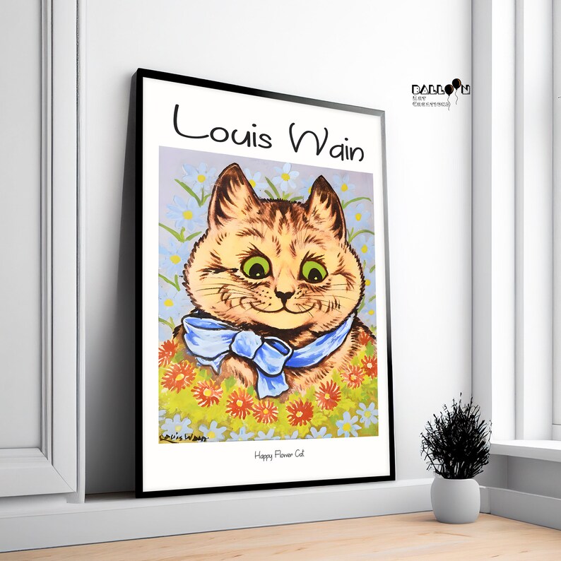 Louis Wain, Happy Flower Cat, Louis Wain Cat Poster, Exhibition Poster ...