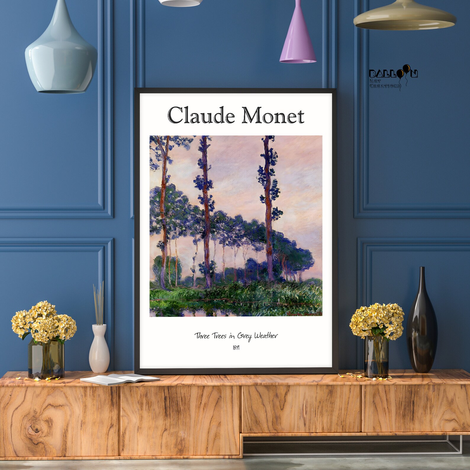 Claude Monet, Three Trees in Grey Weather, 1891, Claude Monet Print ...