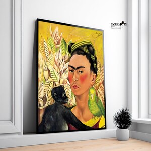 Frida Kahlo, Autorretrato Con Mono Y Perico, 1942, Frida Kahlo Poster ...