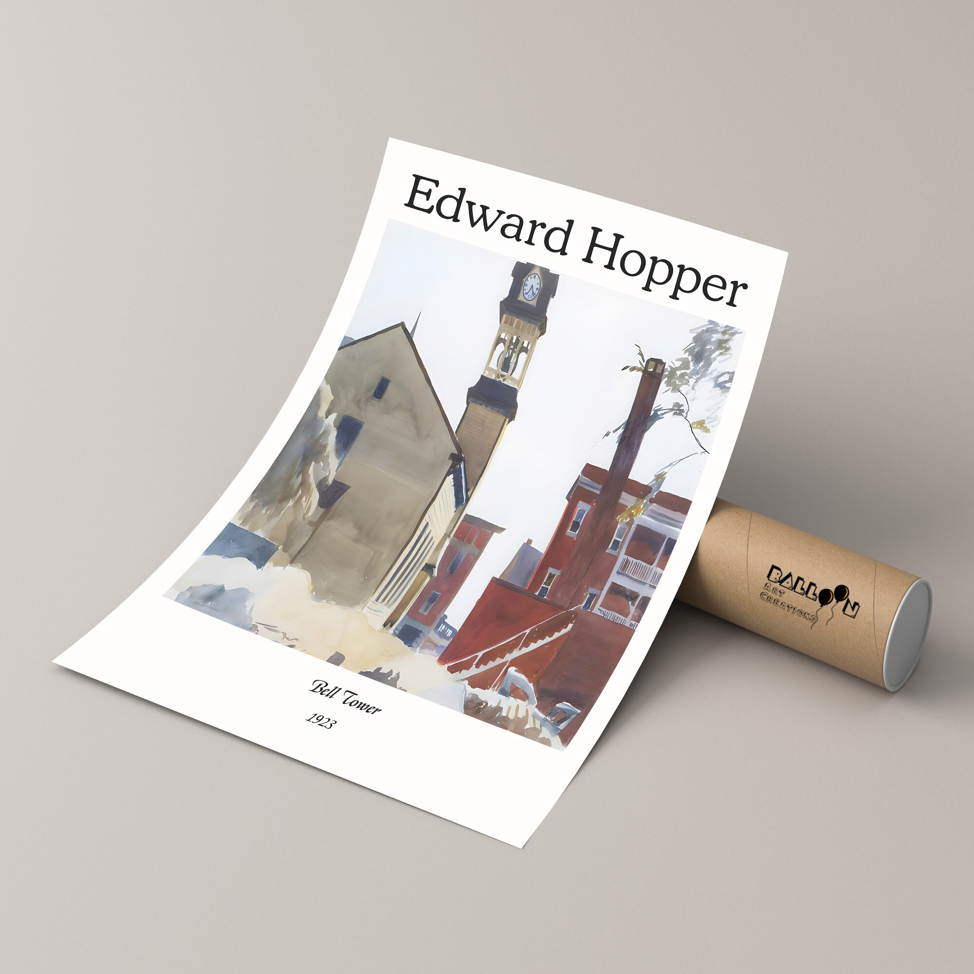 Edward Hopper, Bell Tower, 1923, Hopper Wall Poster, Tower Poster, Wall ...