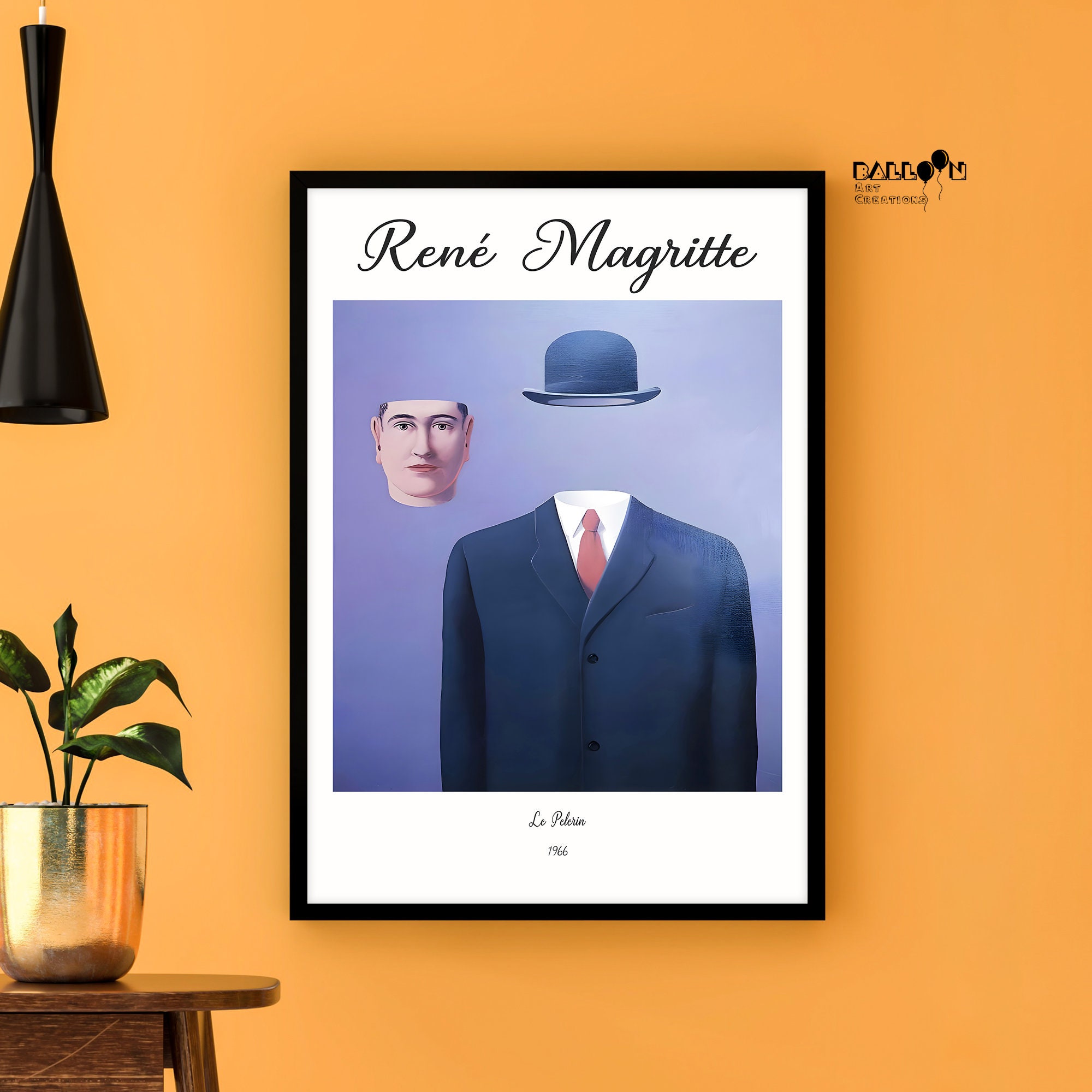 Rene Magritte, Le Pelerin, 1966, Rene Magritte Poster, Surrealism Art ...
