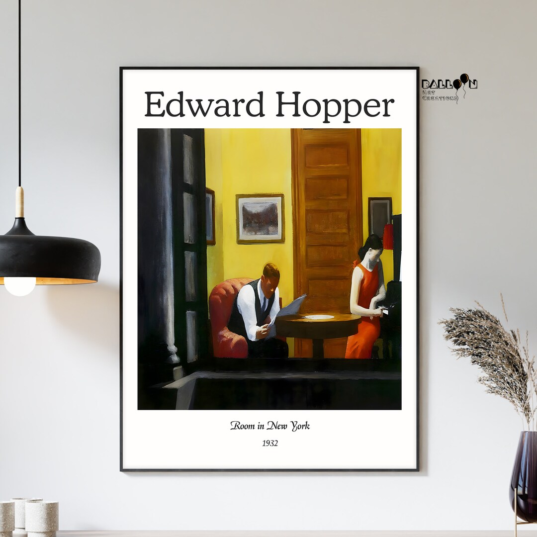 Edward Hopper, Room in New York, 1932, Hopper Wall Art, Realism Art ...