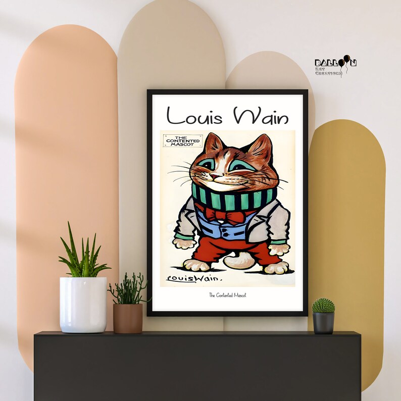 Louis Wain, the Contented Mascot, Louis Wain Cat Poster, Illustration ...