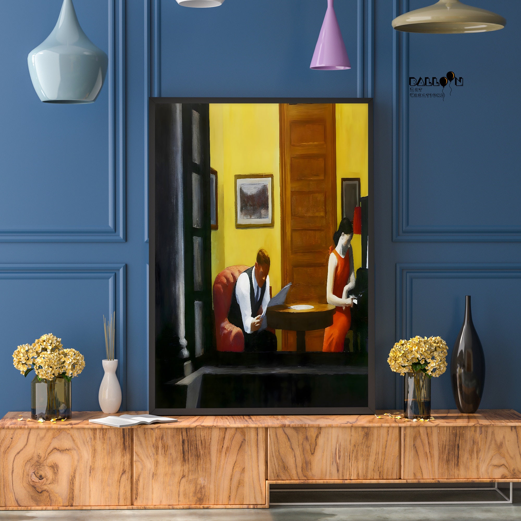 Edward Hopper, Room in New York, 1932, Hopper Wall Art, Modern Wall Art ...