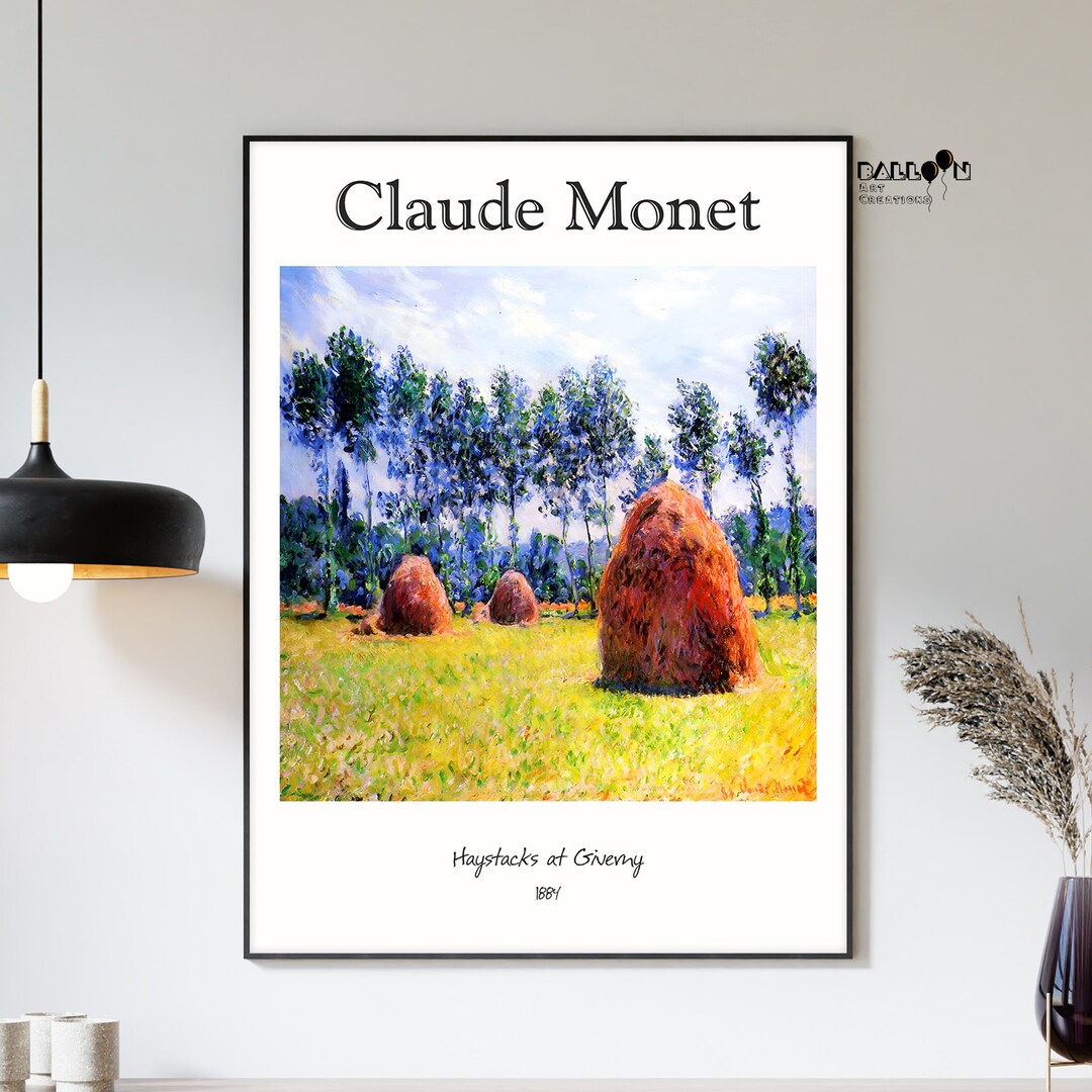 Claude Monet, Haystacks at Giverny, 1884, Claude Monet Print, Home Wall ...