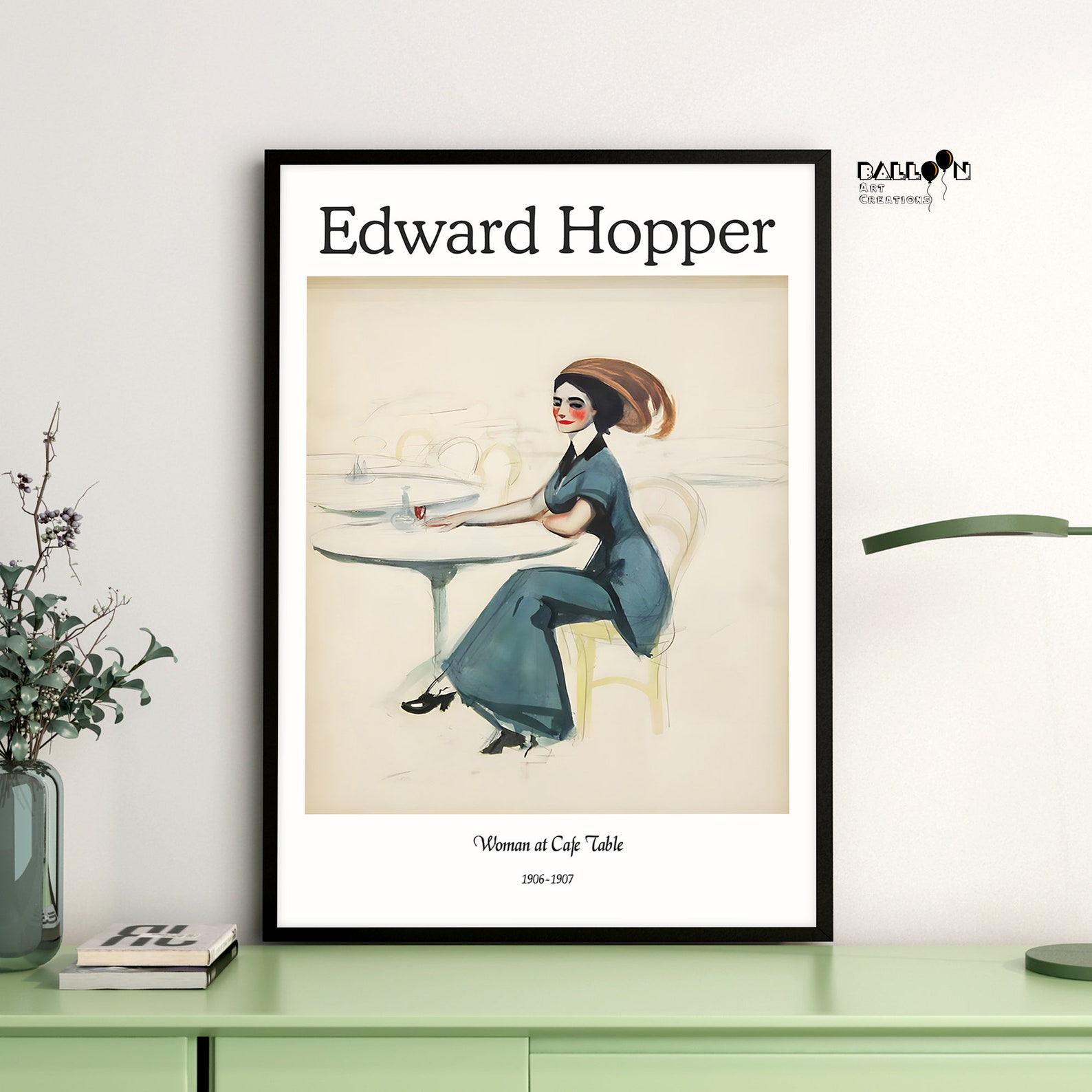 Edward Hopper, Woman at Cafe Table, 1906-1907, Hopper Wall Poster ...