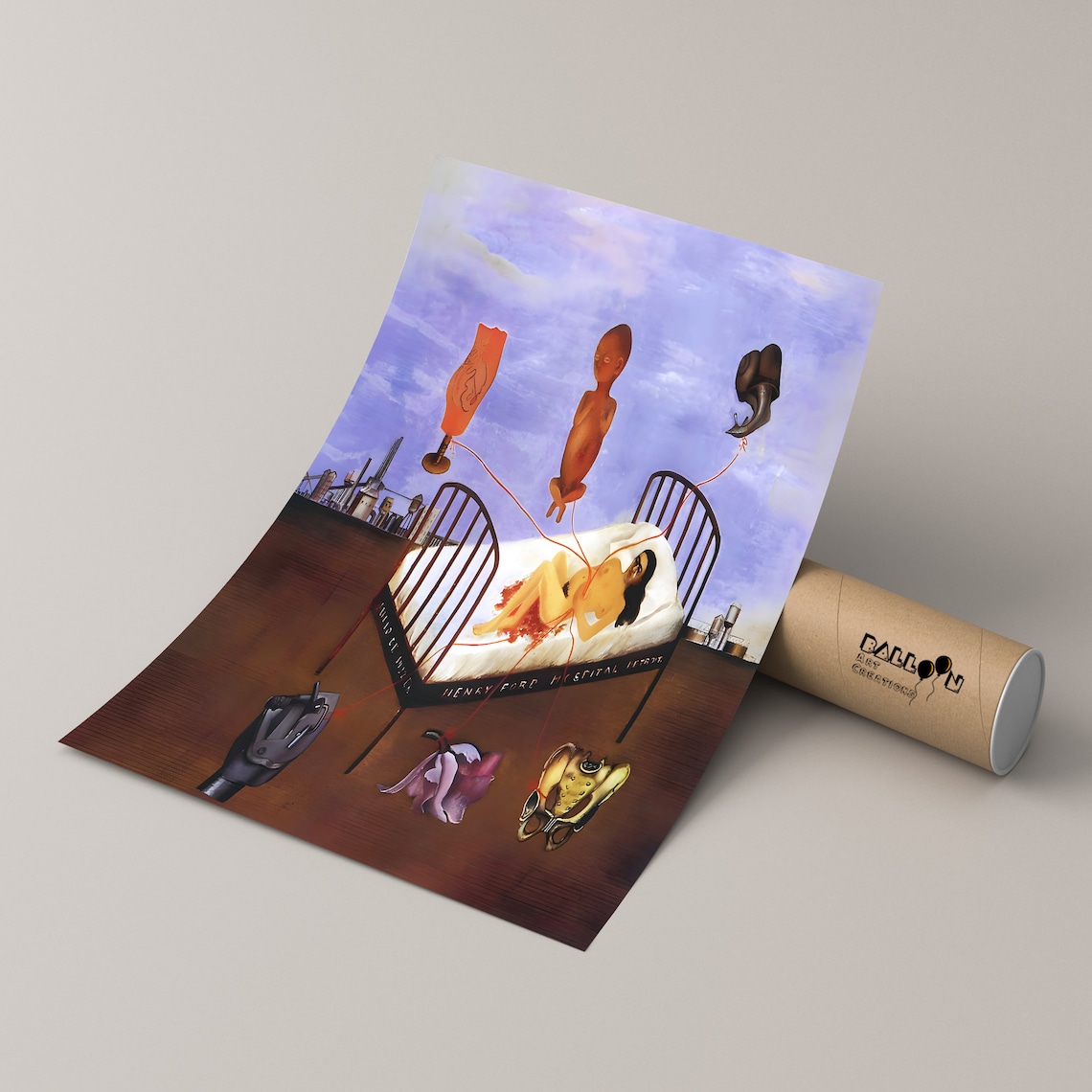 Frida Kahlo, Henry Ford Hospital-la Cama Volando, 1932, Frida Kahlo ...