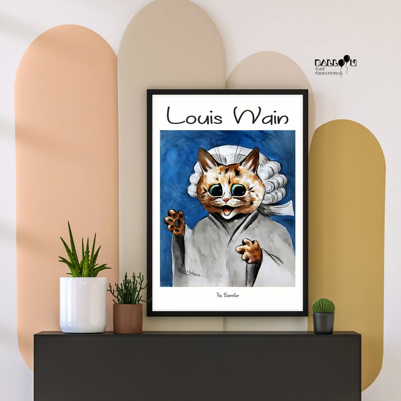 Louis Wain, the Barrister, Louis Wain Cat Poster, Home Wall Art, Animal ...