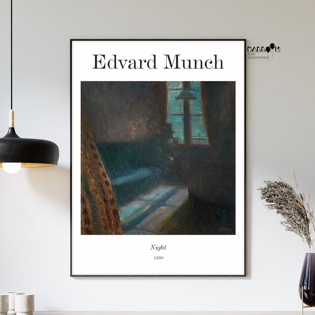 Edvard Munch, Night, 1890, Edvard Munch Print, Museum Print, House ...