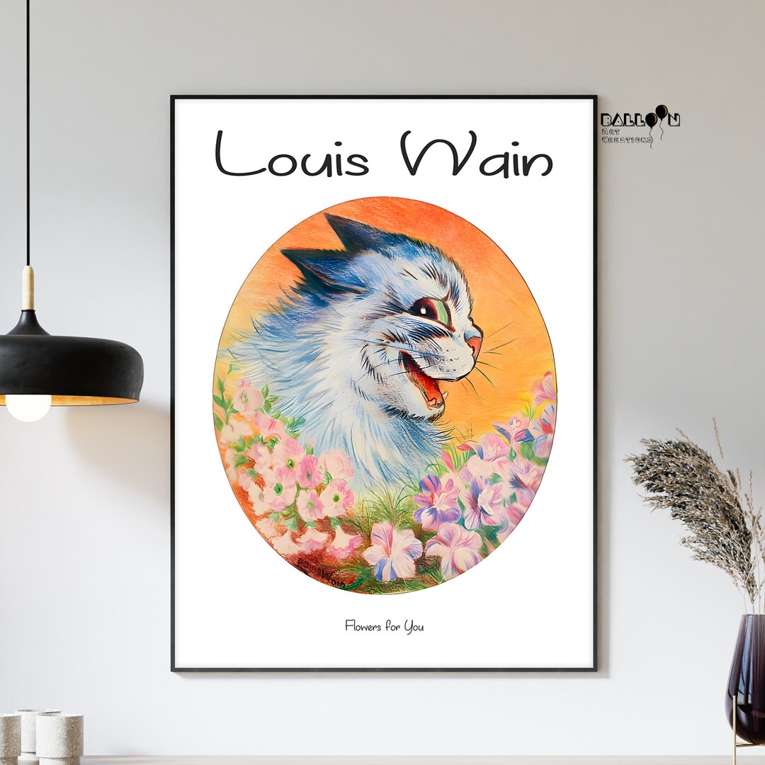 Louis Wain, Flowers for You, Louis Wain Cat Poster, Classic Art Print ...