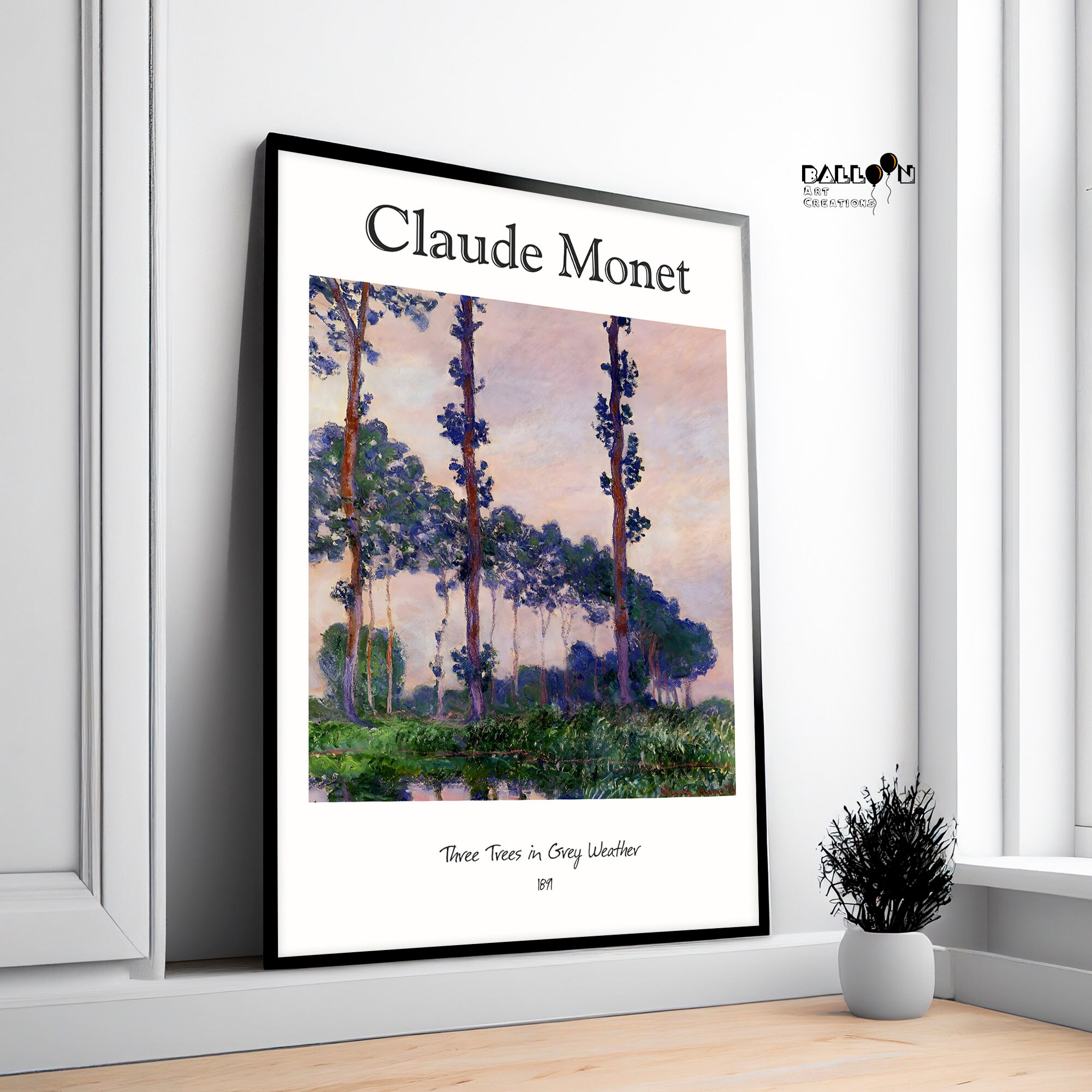 Claude Monet, Three Trees in Grey Weather, 1891, Claude Monet Print ...
