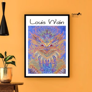 Louis Wain, Louis Wain Cat Poster, Illustration Poster, Home Wall Art ...