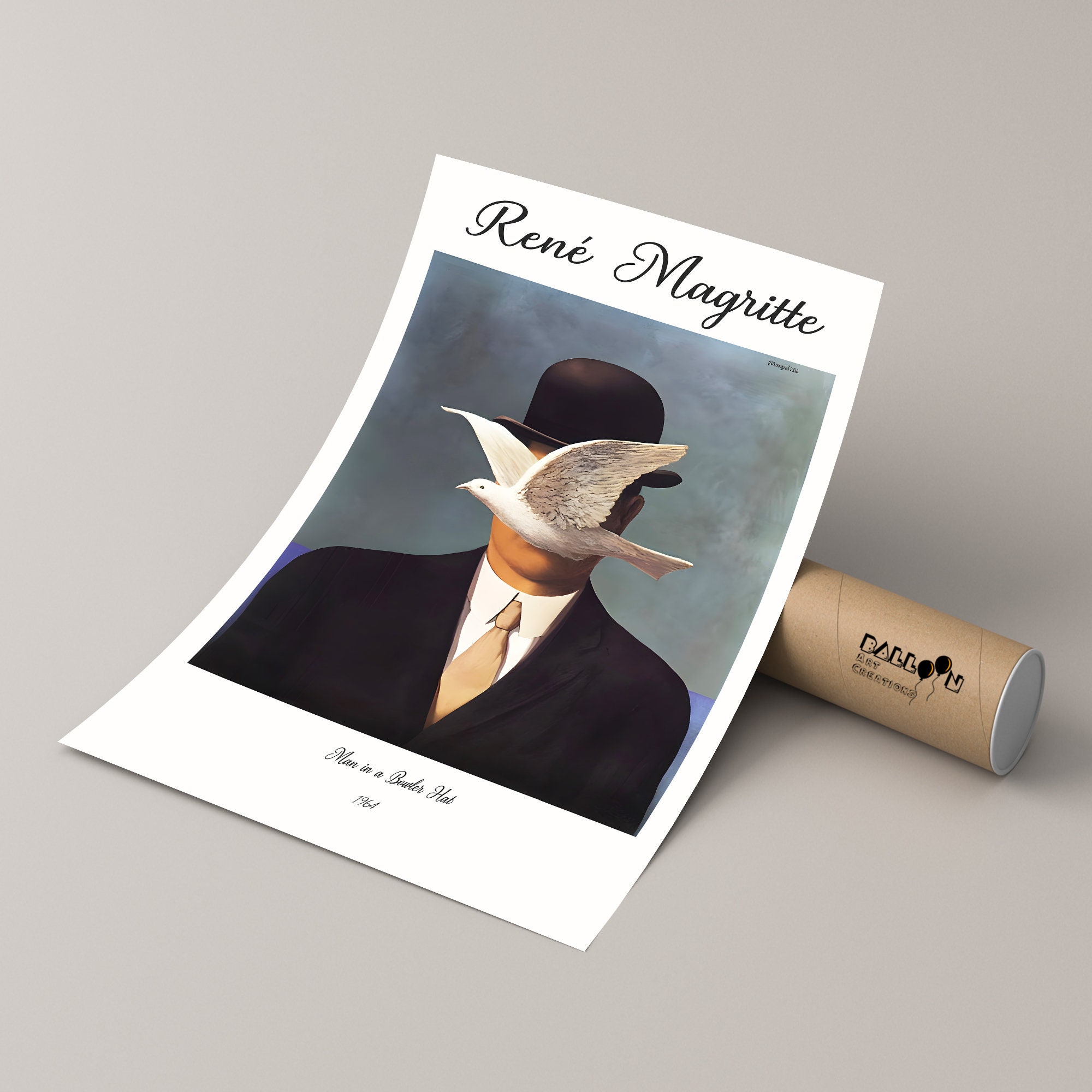 Rene Magritte, Man in a Bowler Hat, 1964, Rene Magritte Poster ...