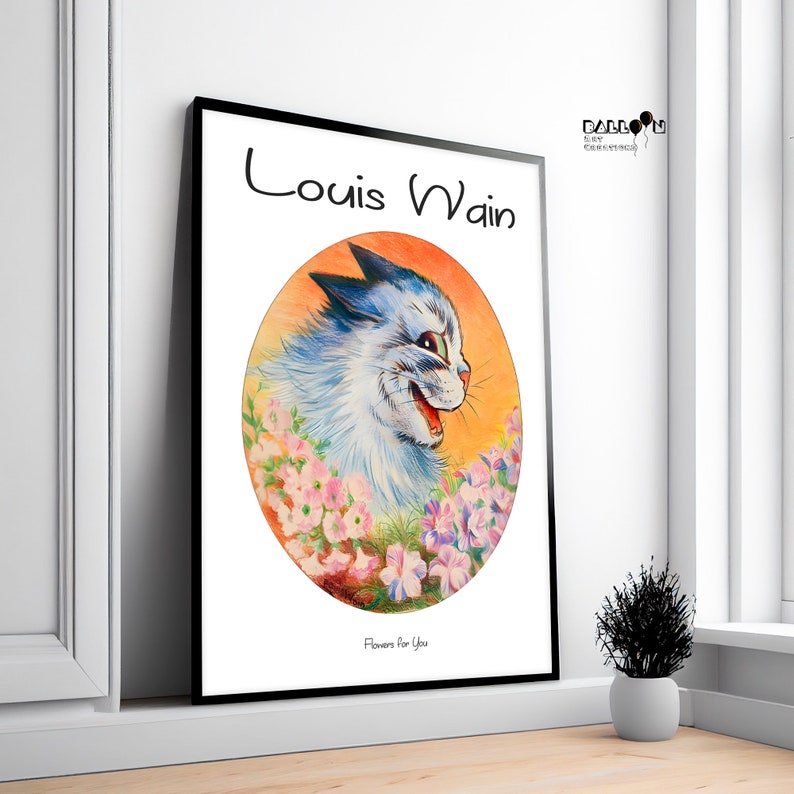 Louis Wain, Flowers for You, Louis Wain Cat Poster, Classic Art Print ...