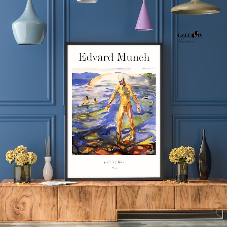 Edvard Munch, Bathing Man, 1918, Edvard Munch Print, Munch Wall Poster ...